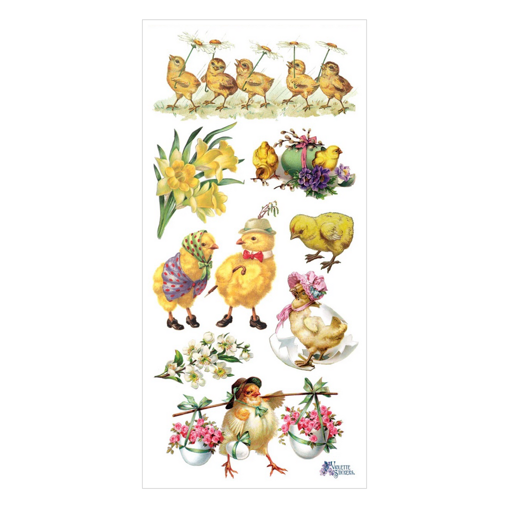 Violette Stickers Chicks and Daffodils Sticker Sheets | Acorn Toy Shop