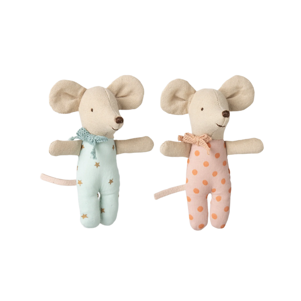 Maileg Matchbox Mice · Newborn Twins in Polka Dots and Stars | Acorn ...